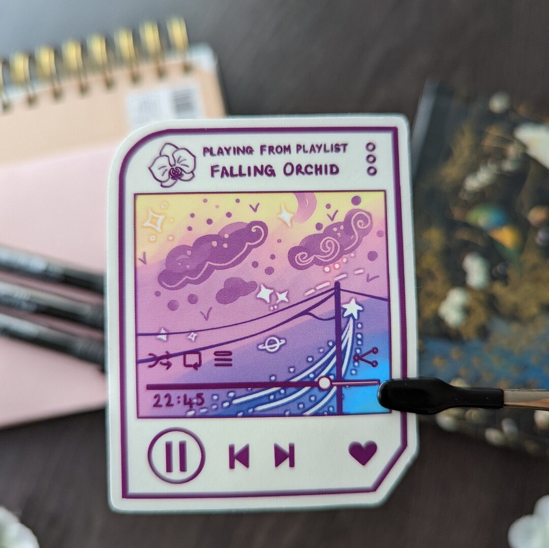 Cute Aesthetic Sunset Sky Sticker Music Player Stickers Waterproof 3 ...