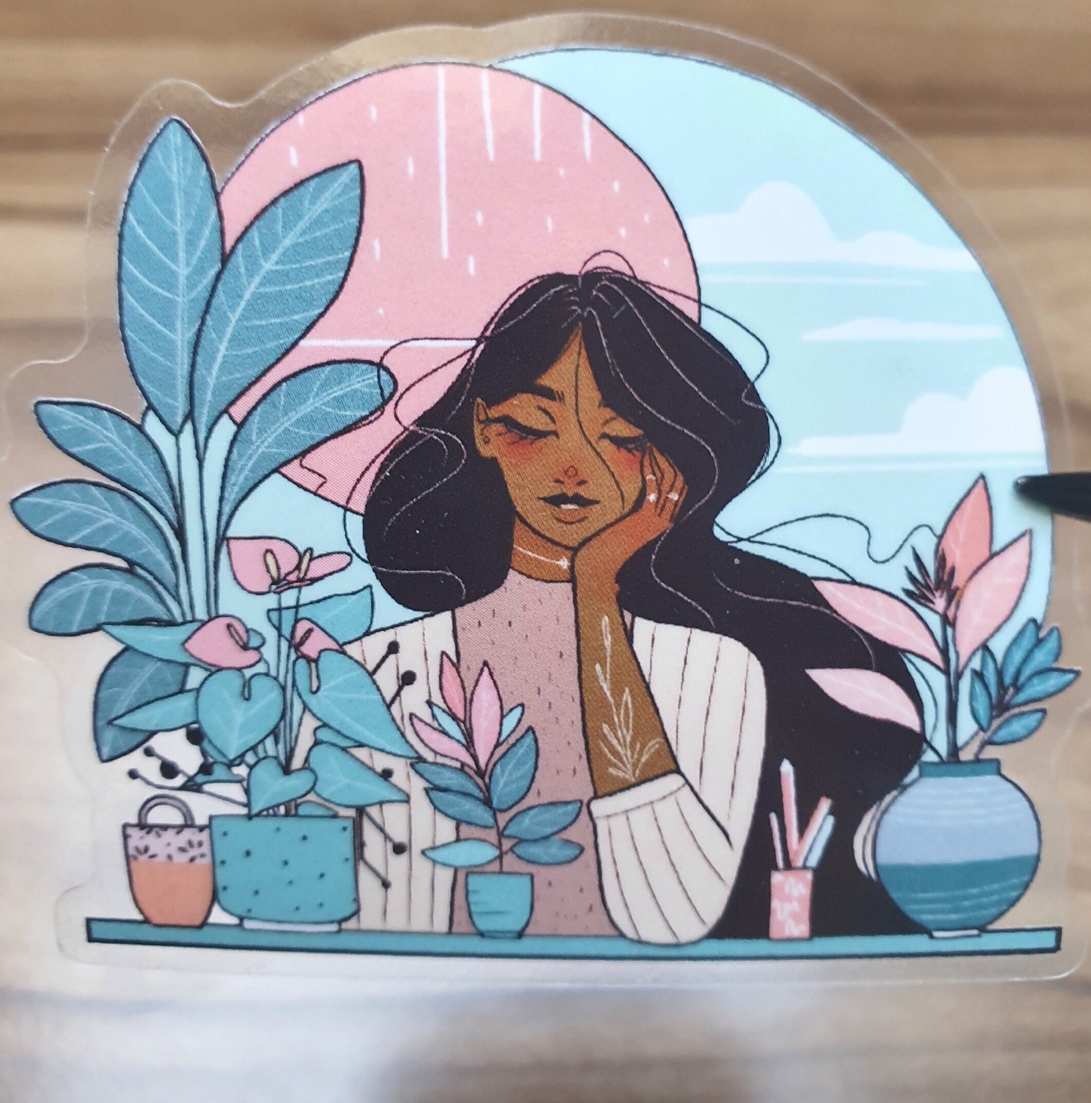 Pastel Plant Girl Sticker | Cute Girl Sticker | Waterproof 3-inch ...
