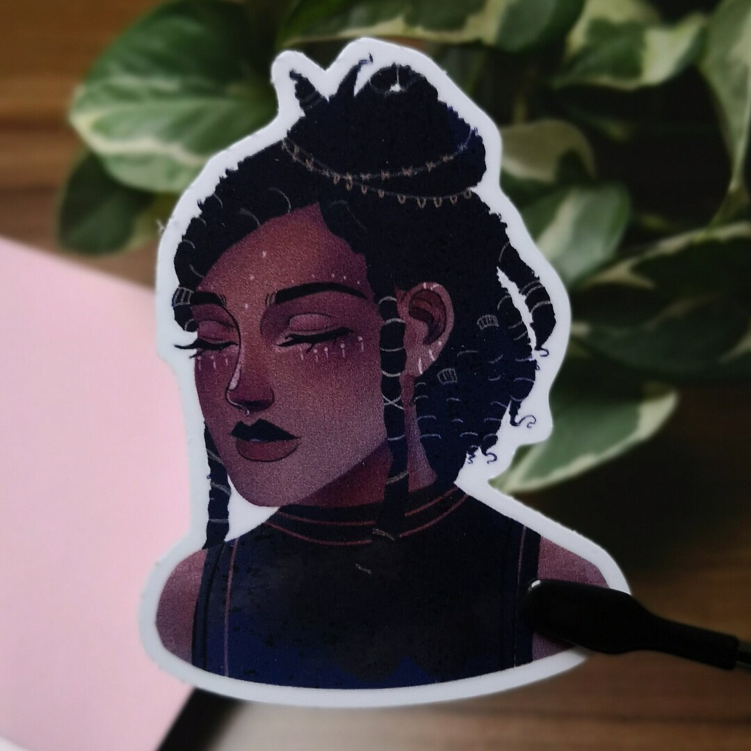 Portrait Girl A Girl With Locs Sticker Cute Black Girl Sticker Black ...