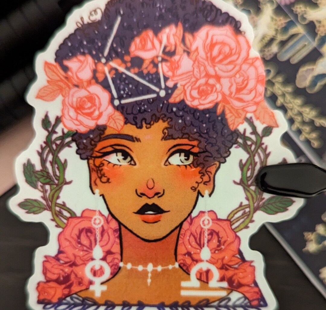 Zodiac Sticker Libra Girl Sticker Astrology Sticker Black Girl Stickers ...