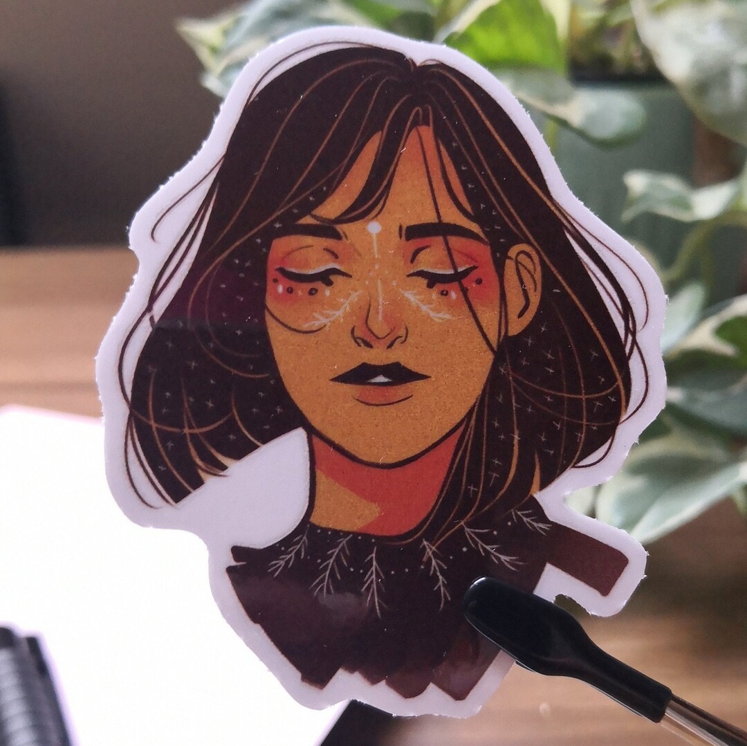 Portrait Girl E Cute Girl Sticker Waterproof 3 Inch Glossy Vinyl Sticker Water Bottles Laptops