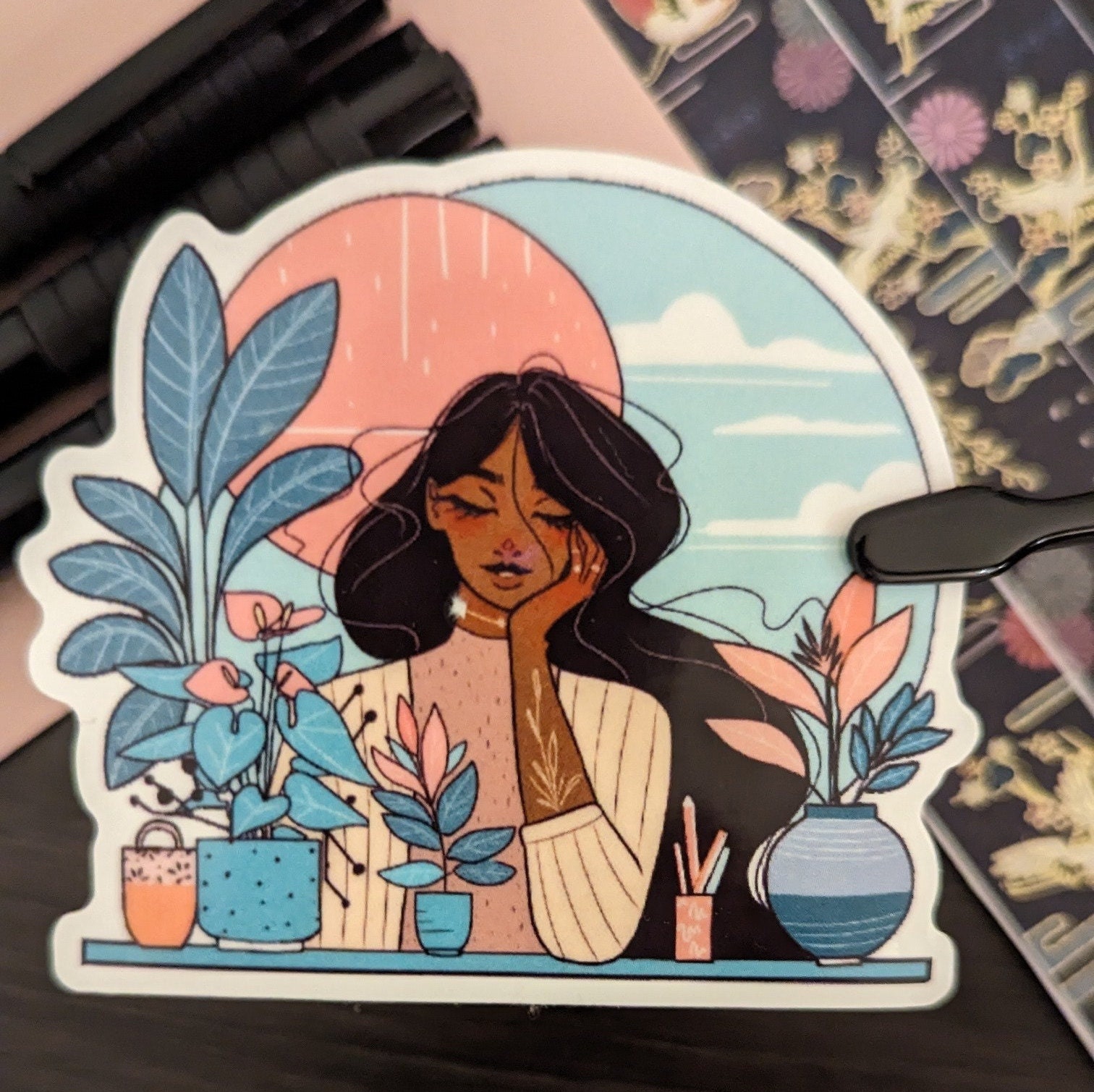 Pastel Plant Girl Sticker | Cute Girl Sticker | Waterproof 3-inch ...