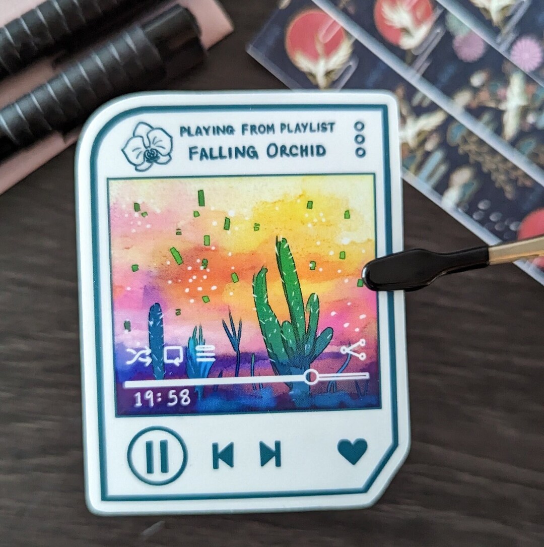 Cute Aesthetic Sunset Desert Sticker Music Player Stickers Waterproof 3 ...