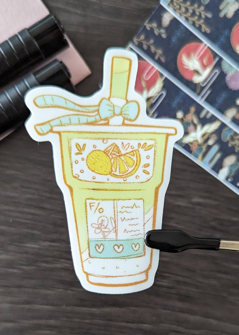 Cute Aesthetic Lemon Drink Sticker Waterproof 3-inch Glossy - Etsy
