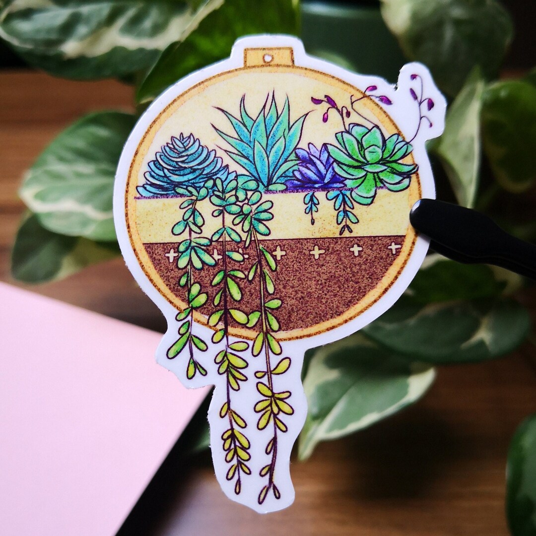 Round Succulent Stickers House Plant Stickers Waterproof 3-inch Glossy ...