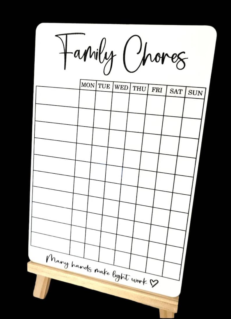 Family Chore Chart A4 Glowforge/laser Cutting File SVG DXF AI Digital ...