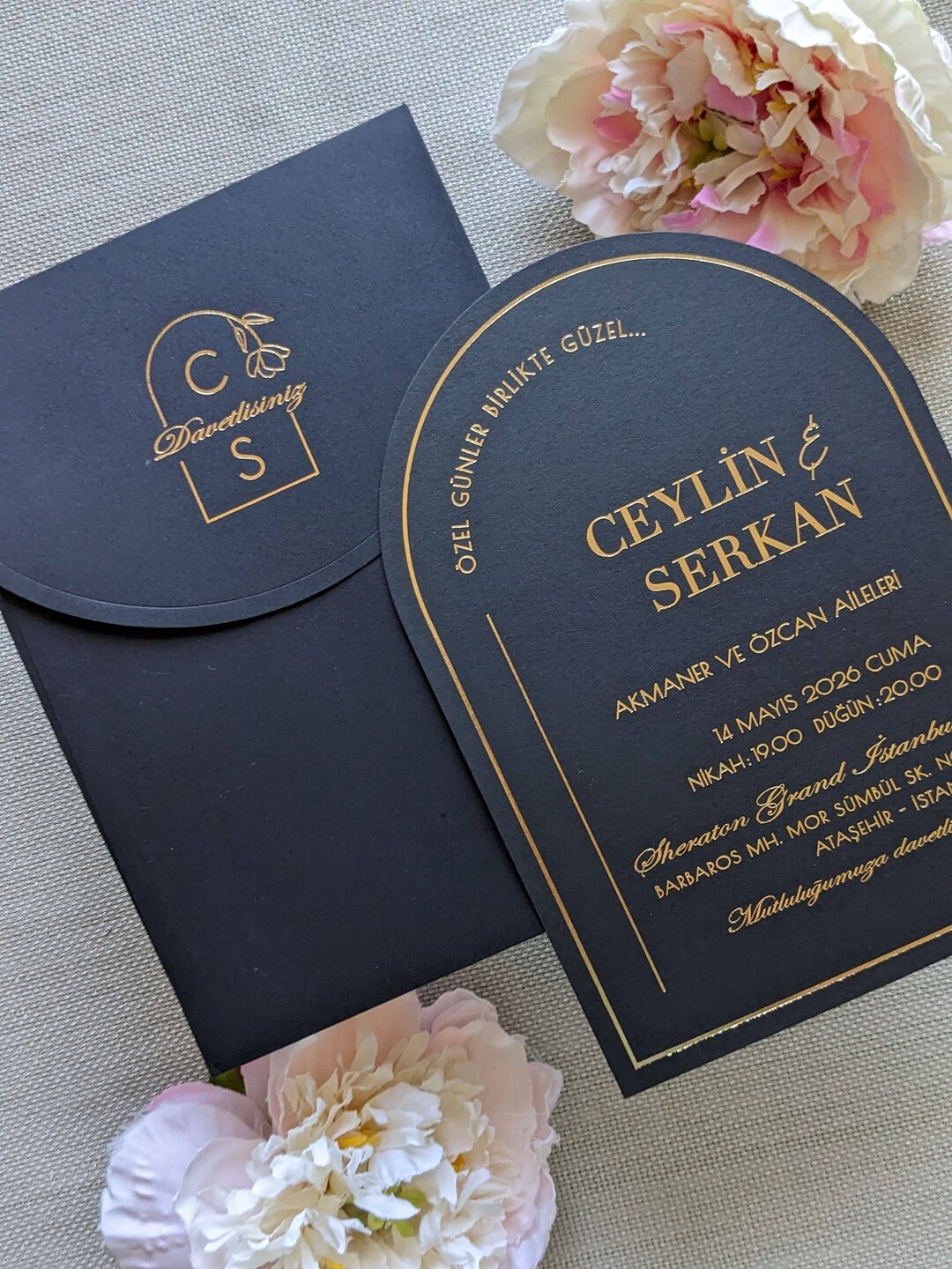 Black Invitations, Wedding Invitation, Gold Guilding Invitations, Black ...