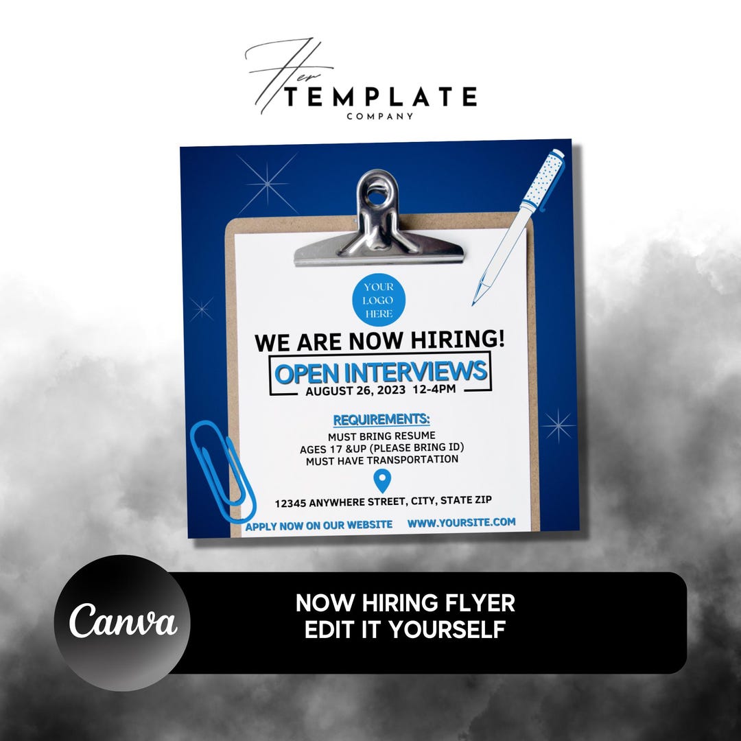 Now Hiring Flyer Template: DIY Canva Social Media Ad (digital Download ...