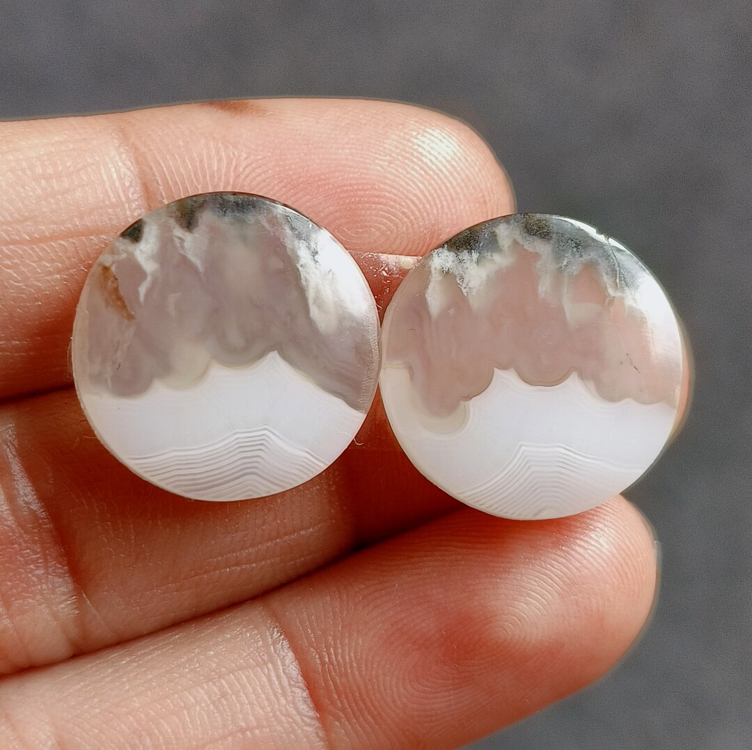 White Seam Agate Gemstone/aa Quality Seam Agate Pair Stone/seam Agate ...
