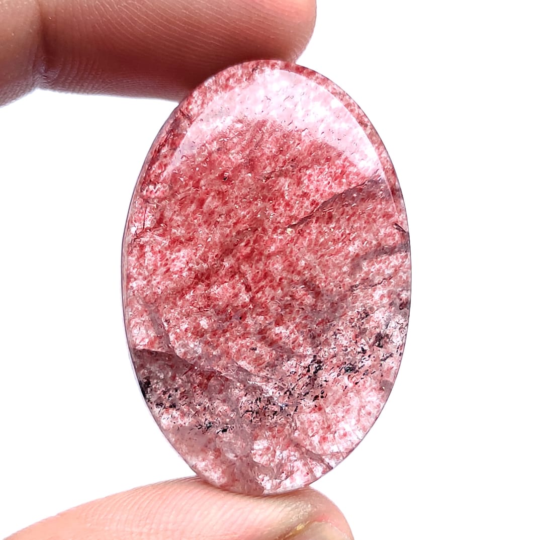 Pink Strawberry Quartz Gemstone/flat Back Quartz Cabochon Loose ...
