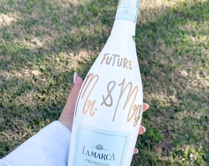 Custom Hand-painted Champagne Bottle | Engagement & Wedding Bottle - Etsy