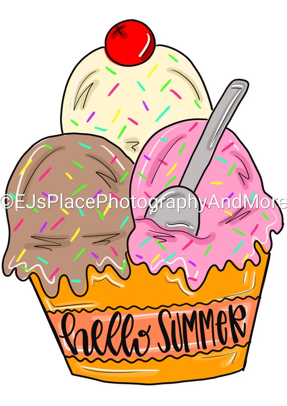 Painting TEMPLATE Hello Summer Ice Cream Cup Doorhanger Sweet Summer ...