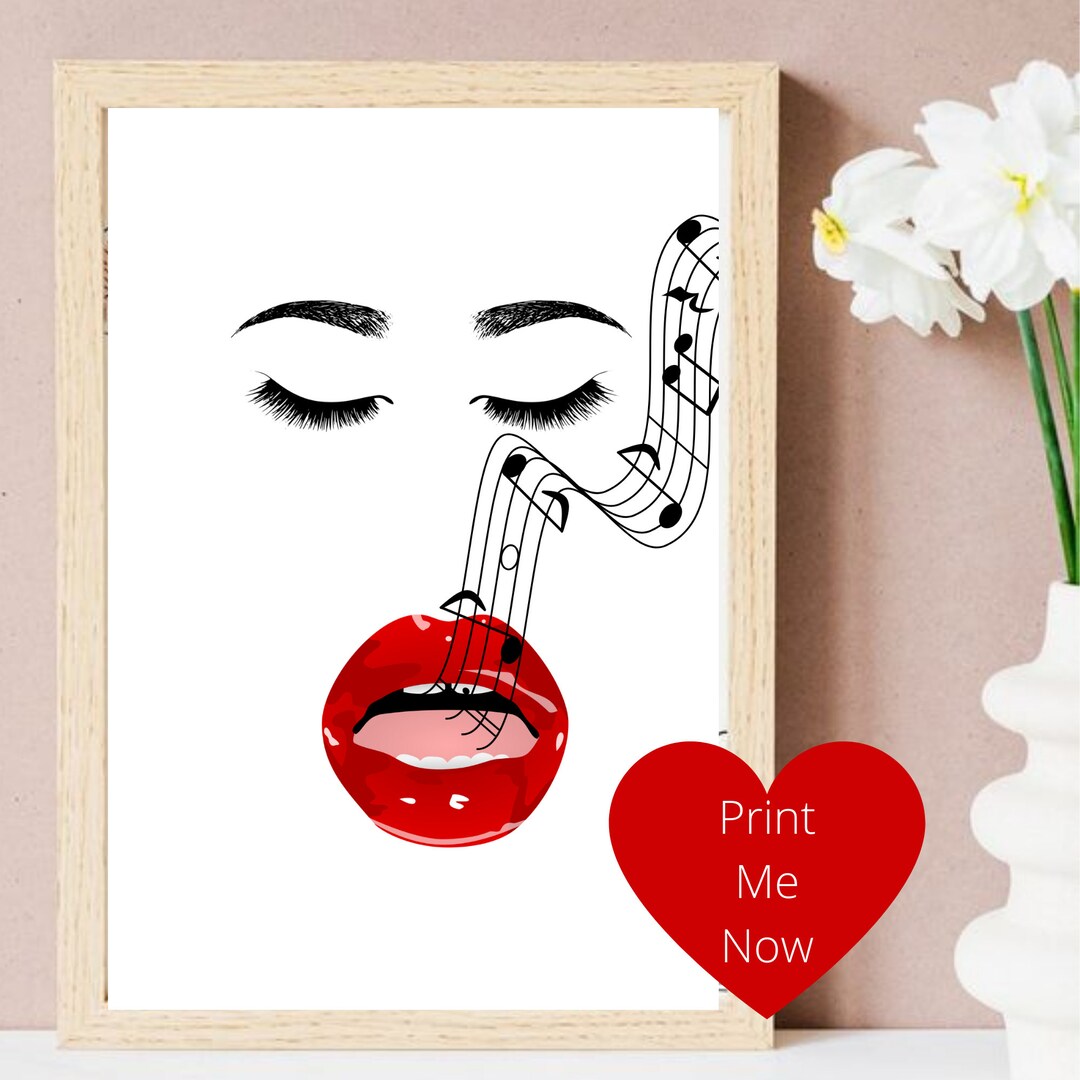 Singing Female Face With Musical Notes | Abstract Woman Face | Face ...