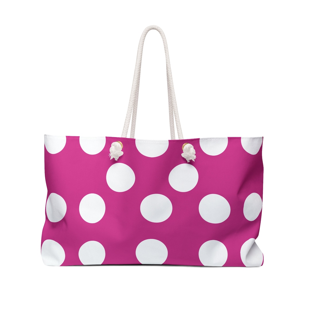 Teenage Girl Travel Luggage Bag, Pink Polka Dot Weekender Overnight ...