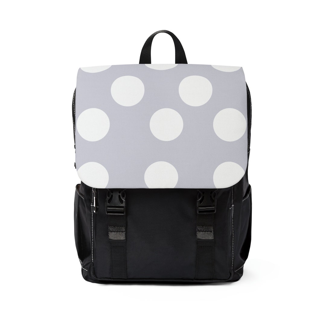 Teen Girl Canvas College Bag, Grey Polka Dot Teen Girl Laptop Bag, Teen ...