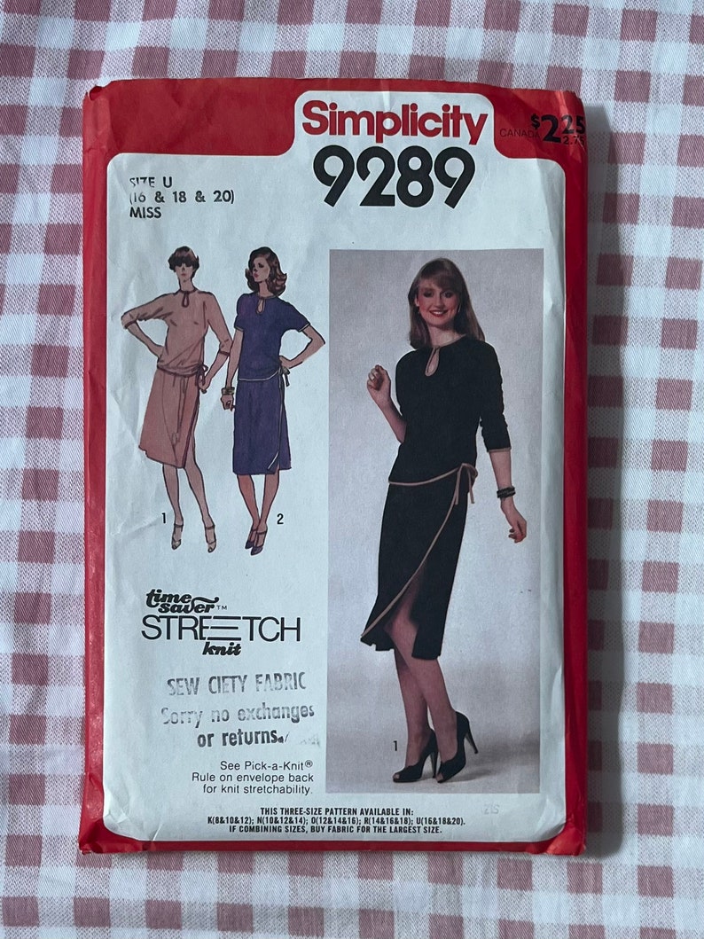 Vintage 1979 Simplicity Sewing Pattern 9289 used - Etsy