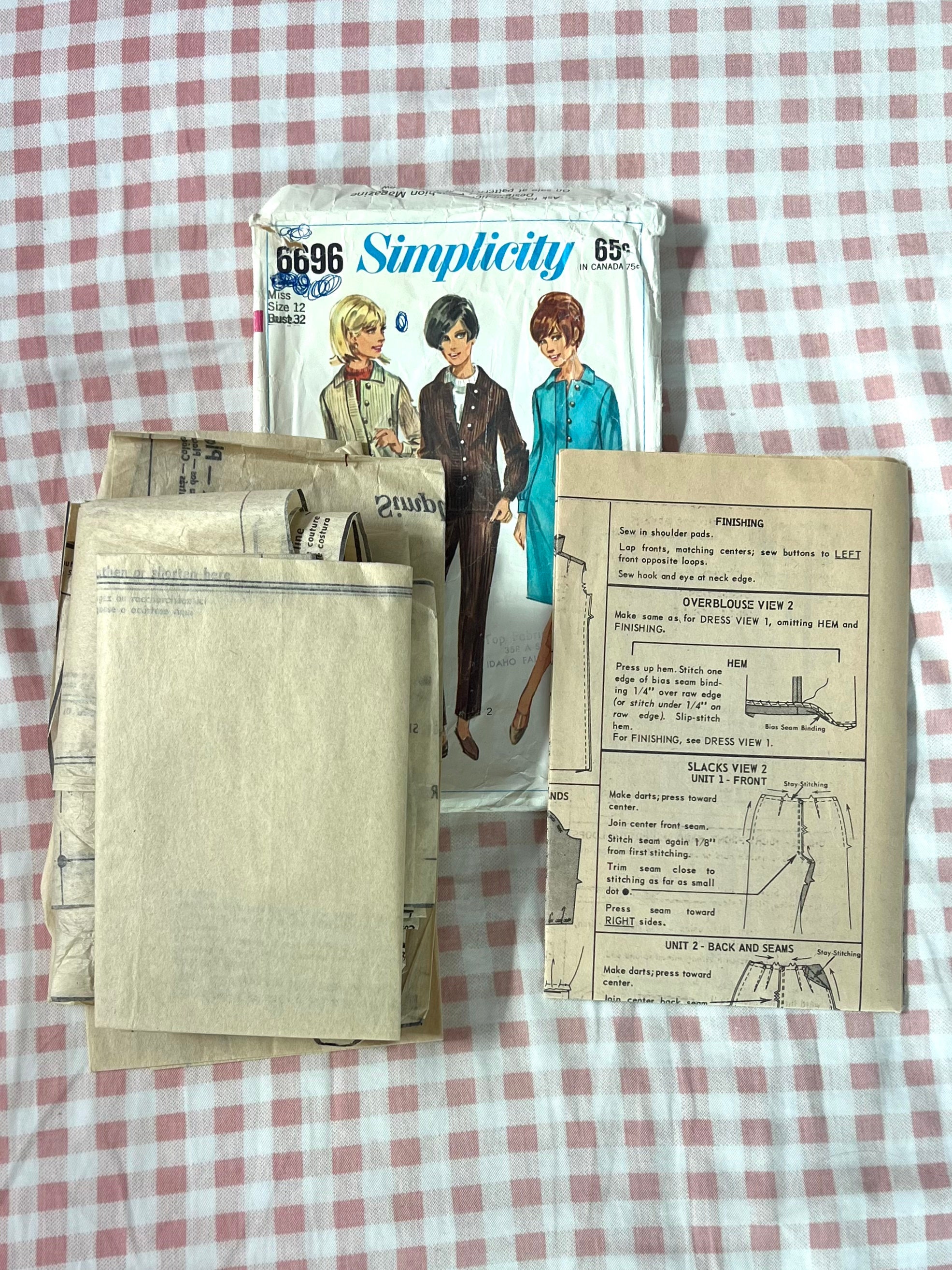 Vintage 1966 Simplicity Sewing Pattern 6696 used - Etsy