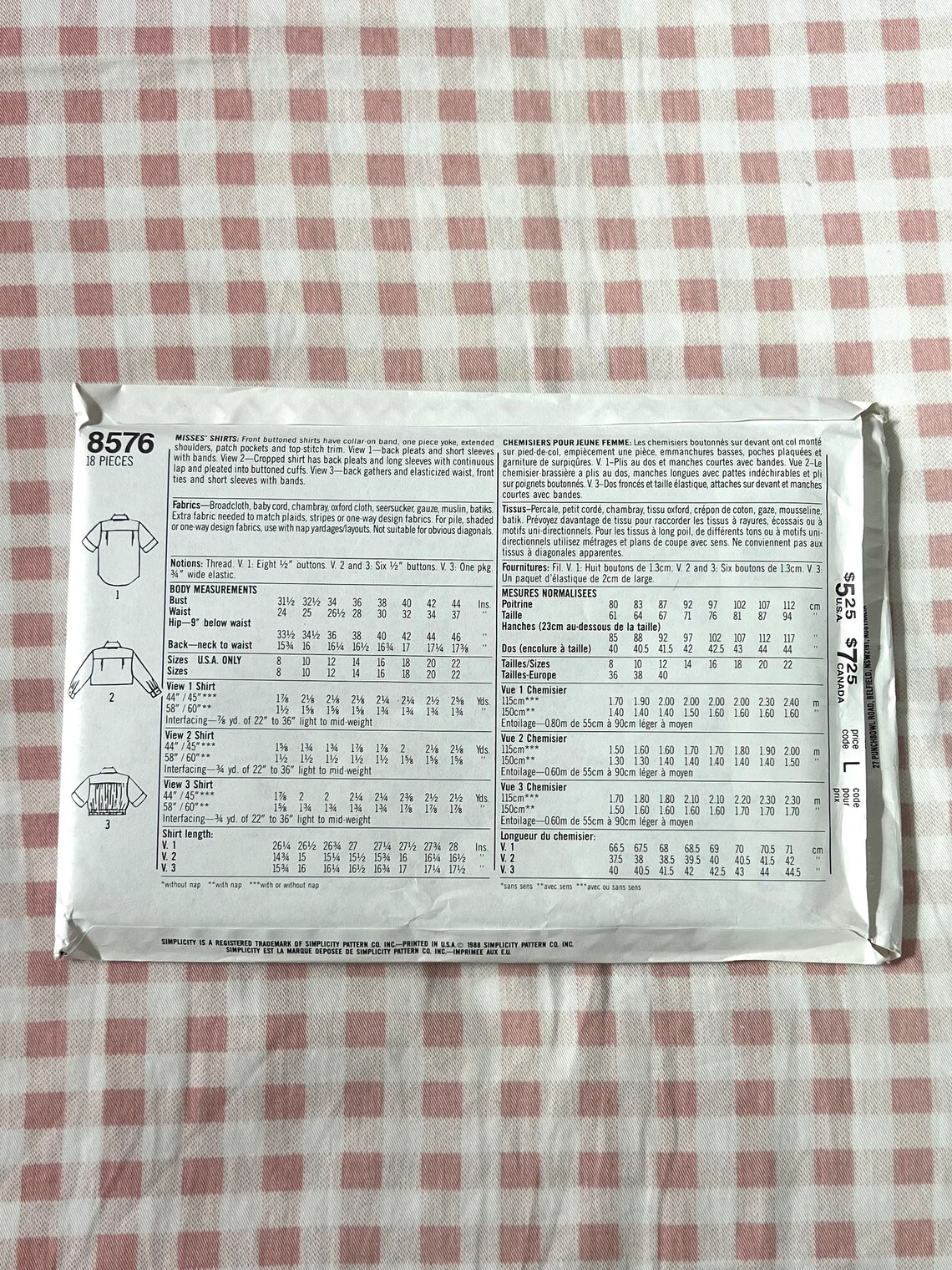 Vintage 1988 Simplicity Sewing Pattern 8576 (uncut) - Etsy