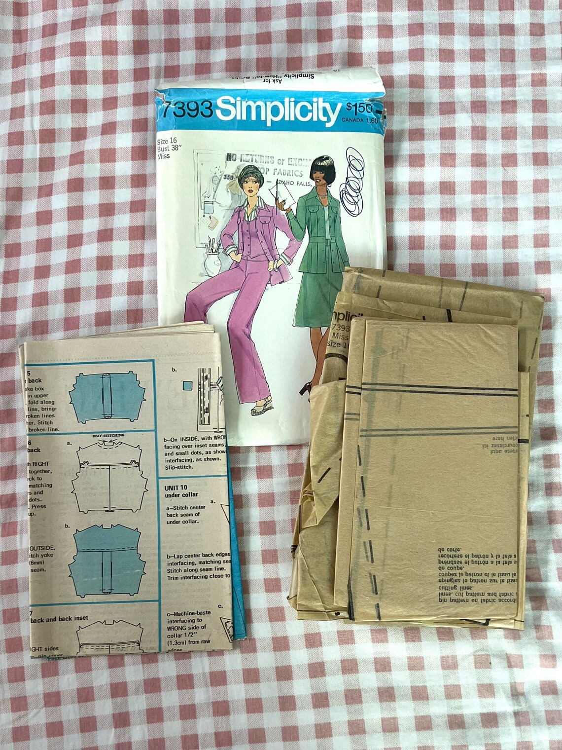 Vintage 1976 Simplicity Sewing Pattern 7393 used - Etsy