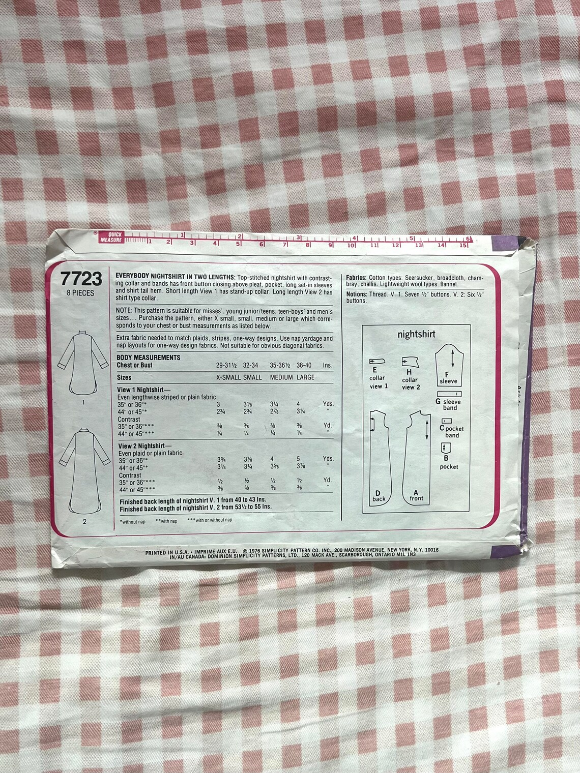 Vintage 1976 Simplicity Sewing Pattern 7723 Simple-to-sew used - Etsy