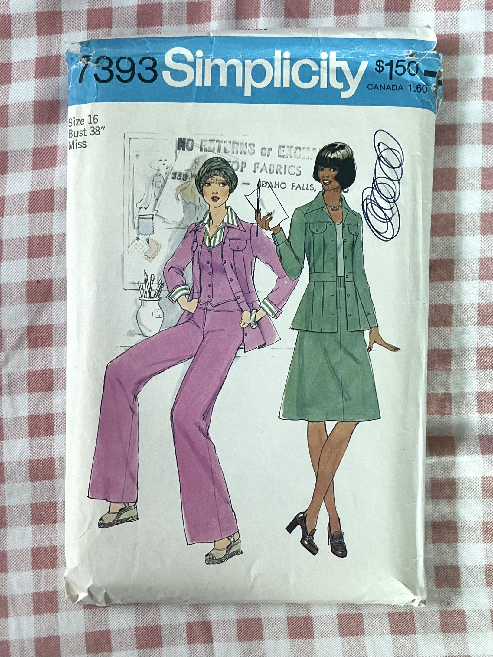 Vintage 1976 Simplicity Sewing Pattern 7393 used - Etsy