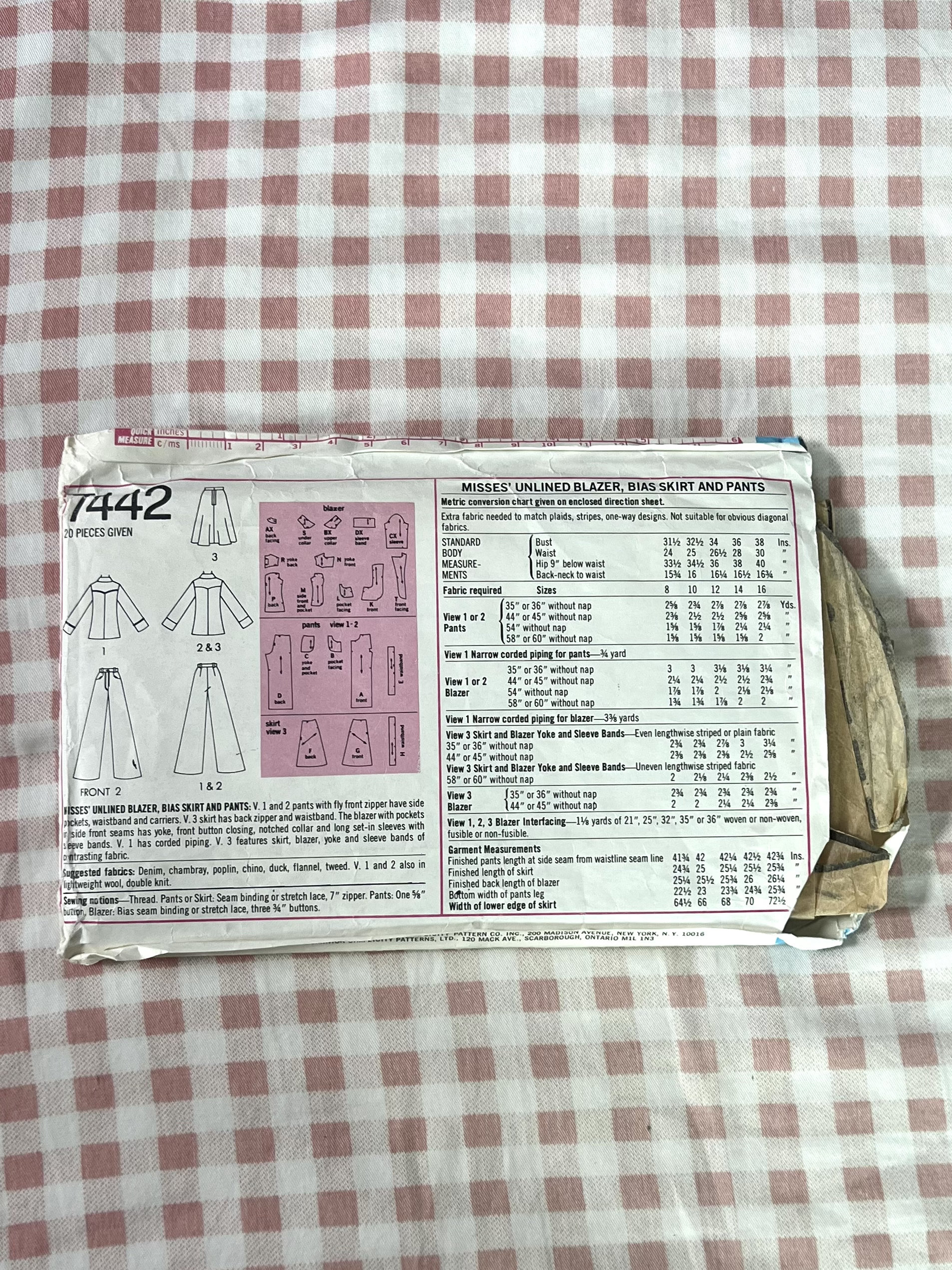 Vintage 1976 Simplicity Sewing Pattern 7442 used - Etsy