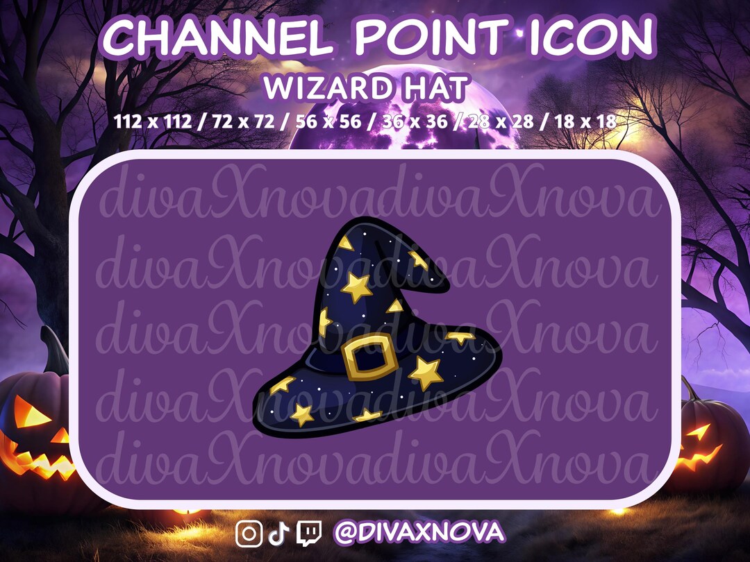 Spooky Halloween Wizard Hat Icon: Twitch Channel Point (digital ...