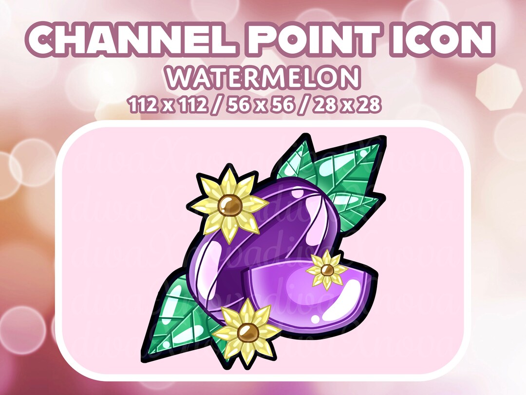 Cute Kawaii PURPLE Sweet Watermelon Fruit Sunflower Channel Point Icon ...