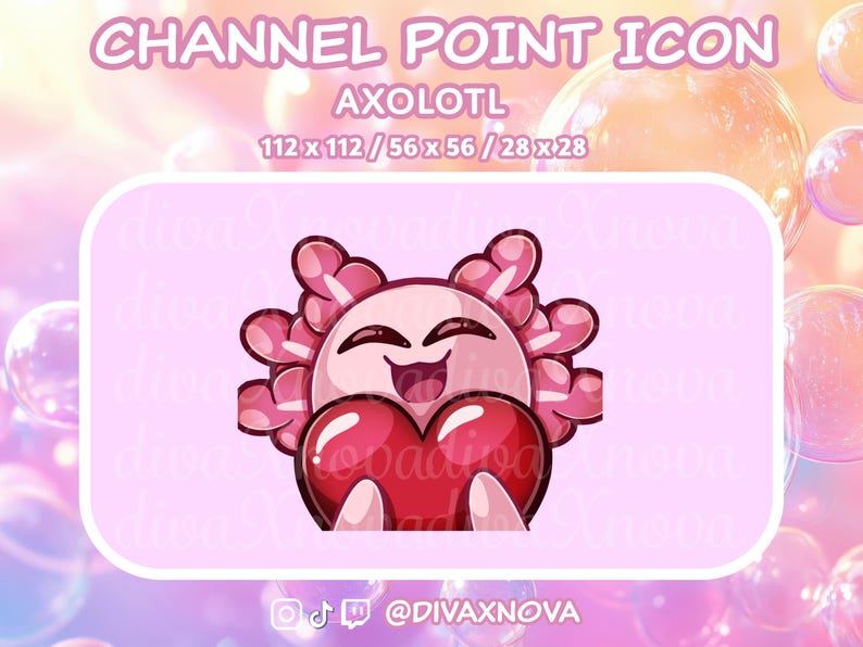 Pink Axolotl Channel Point Icon for Twitch, Youtube, Discord (digital ...