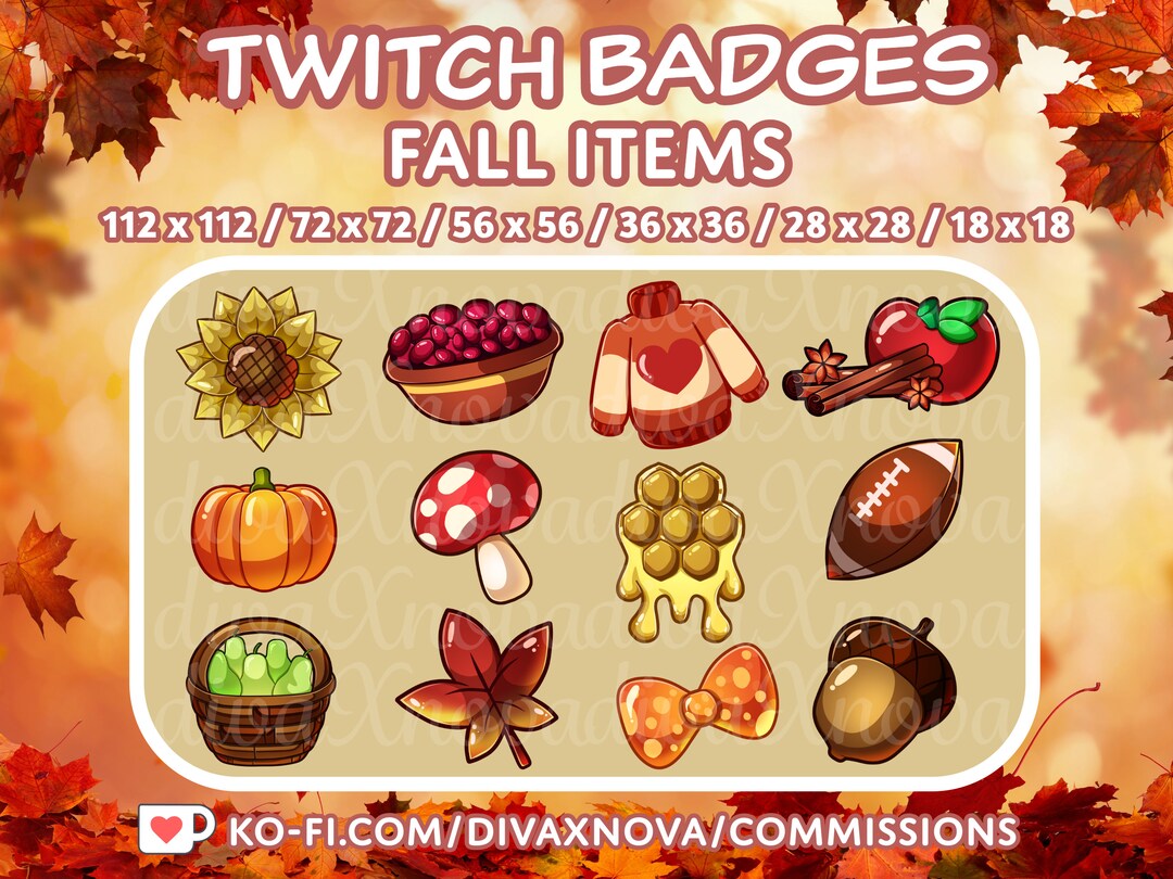 12 Fall Twitch Sub Badges | Autumn Items (digital Download) - Etsy