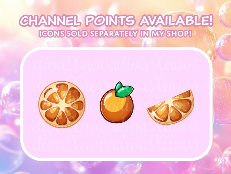 8 Orange Fruit Sub Badges, Citrus Bit Badges for Twitch Streaming ...