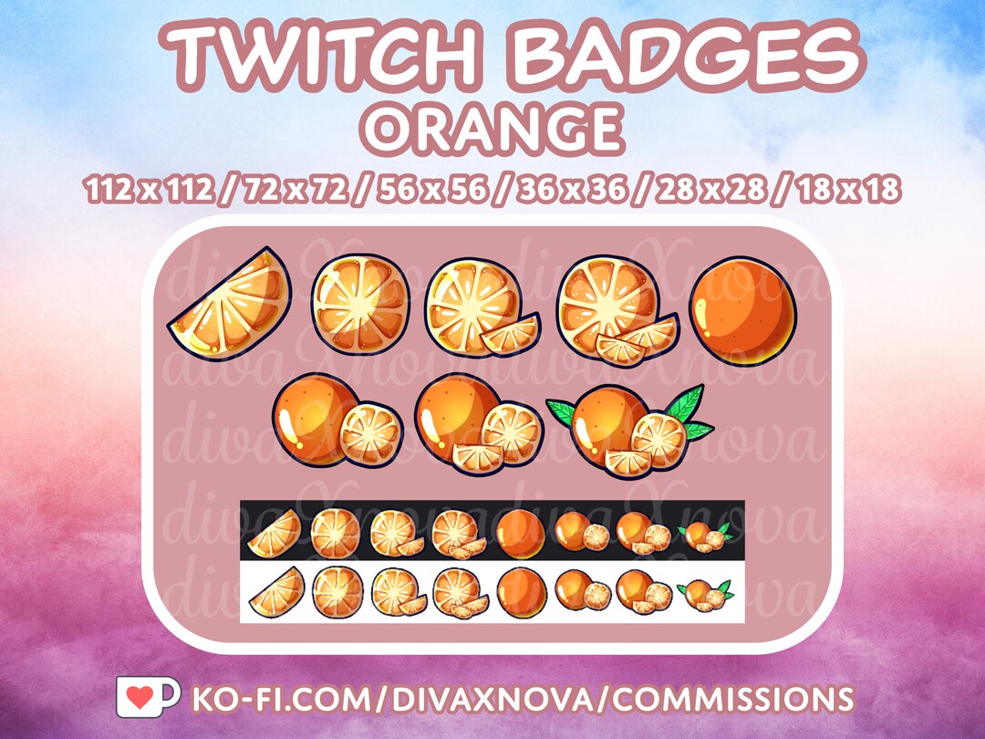 8 Cute Orange Citrus Fruit Sub/bit Badges for Twitch Streaming | Cute ...
