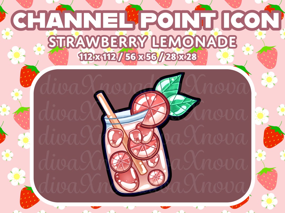 Cute Kawaii RED Sweet Strawberry Fruit Lemonade Channel Point Icon for ...