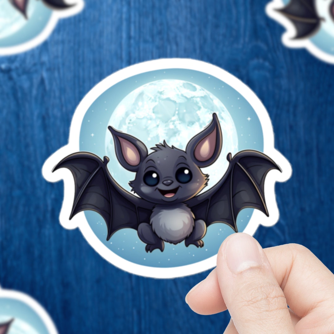 Cute Bat Sticker | Halloween Sticker | Moon Sticker | Fall Sticker ...