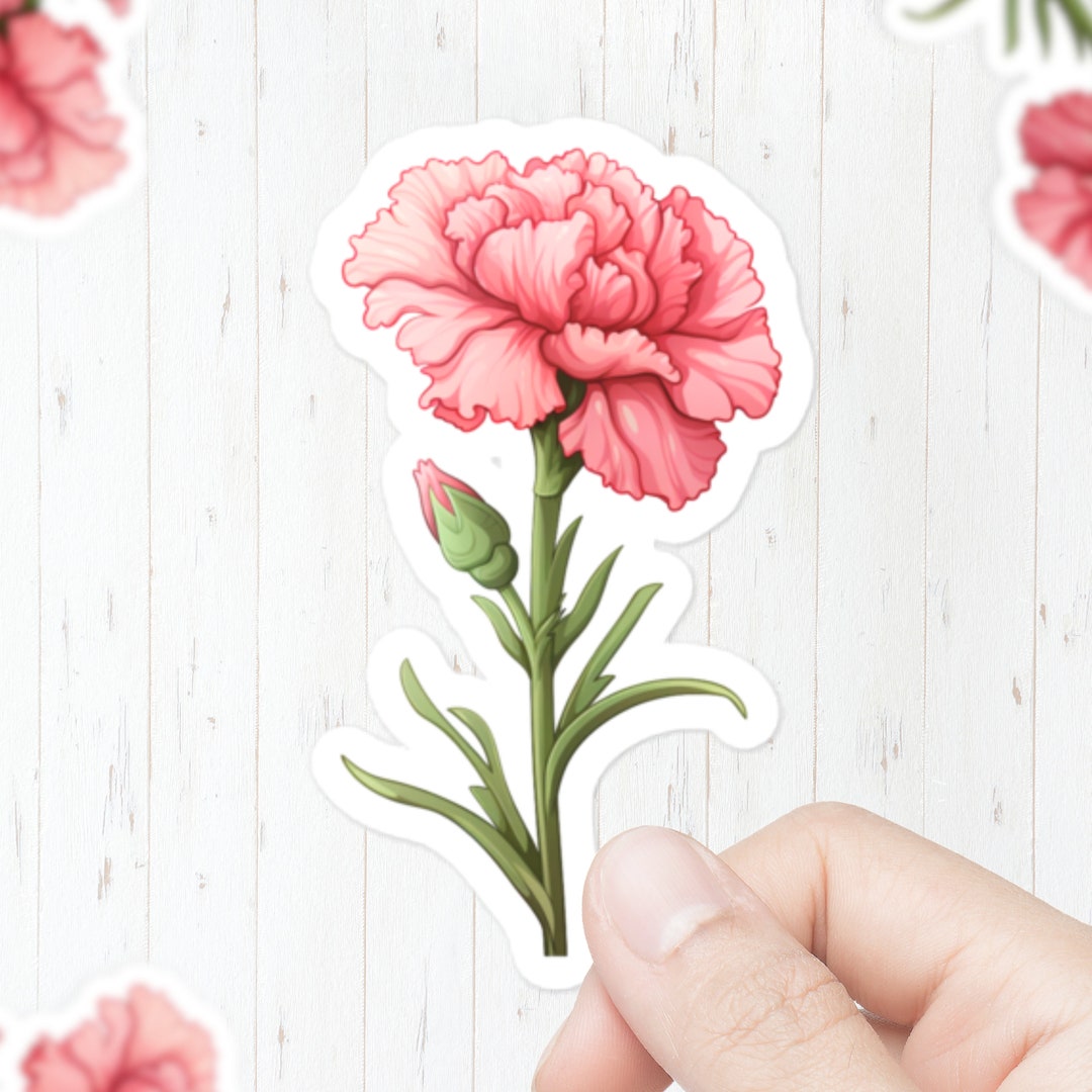 Carnation Sticker | Kiss Cut Sticker | High Quality | Cute Sticker ...