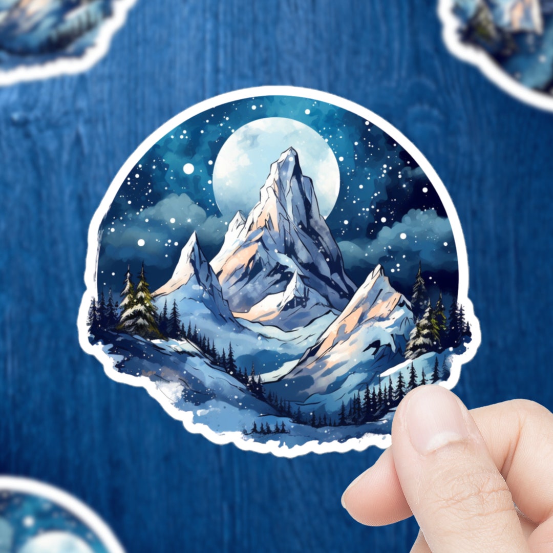 Winter Mountain Sticker | Nature Sticker | Nature Art | Mountain ...