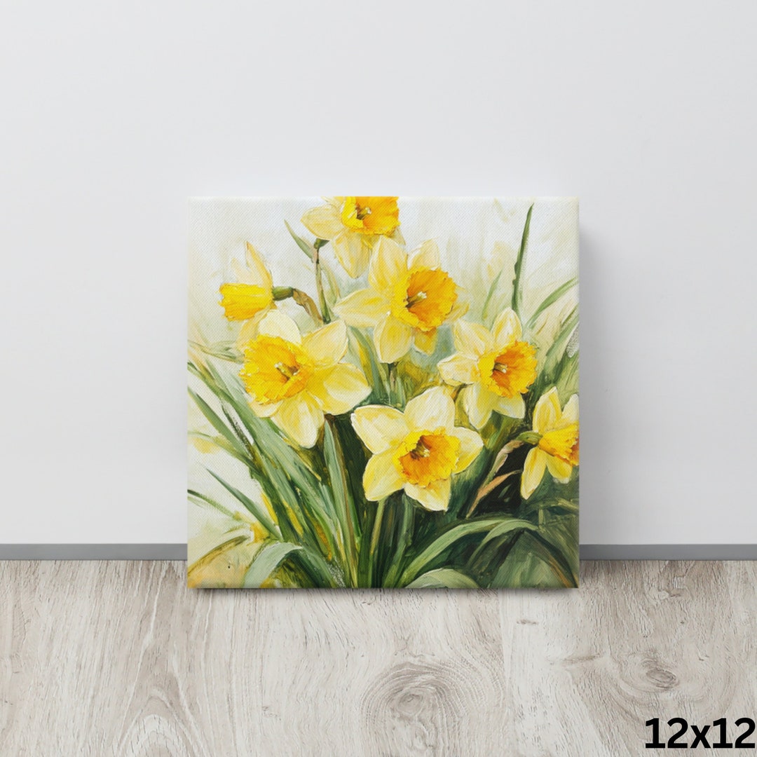 Daffodil Canvas Print | Large Painting Print | Flower Wall Art | Nature ...