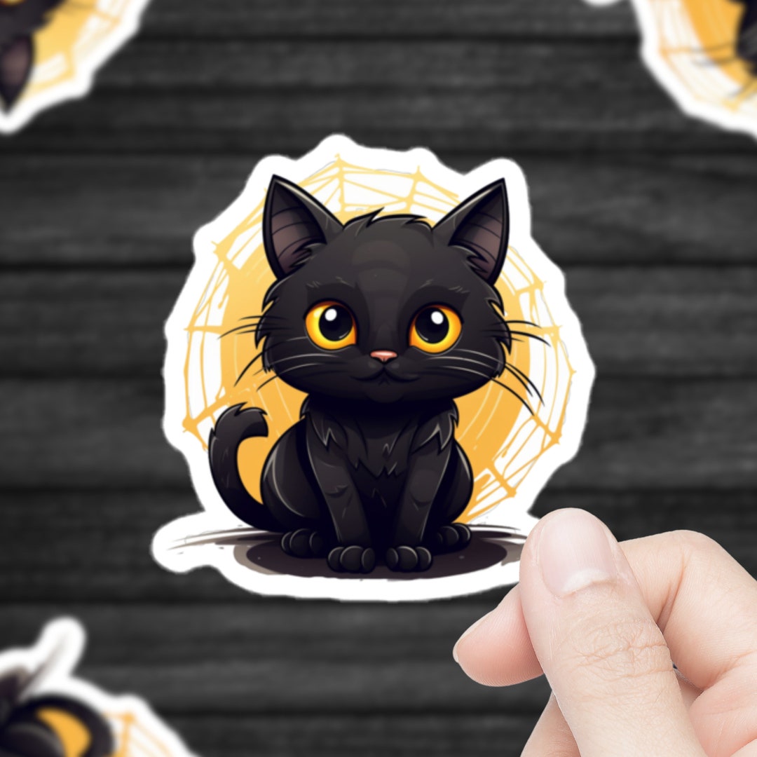 Halloween Cat Sticker | Halloween Sticker | Cat Sticker | Black Cat ...