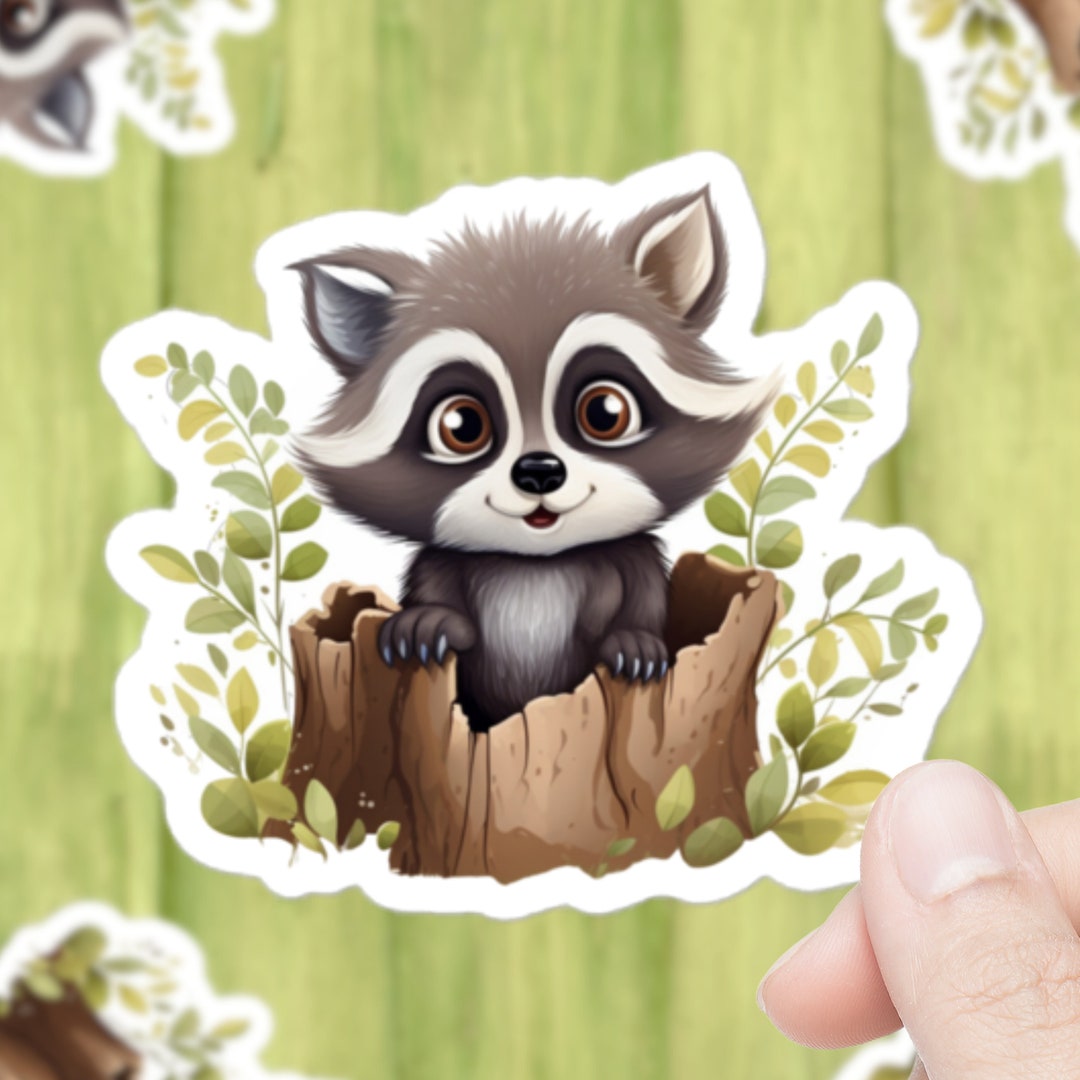 Cute Raccoon Sticker | Animal Sticker | Cute Raccoon | Cute Animals ...