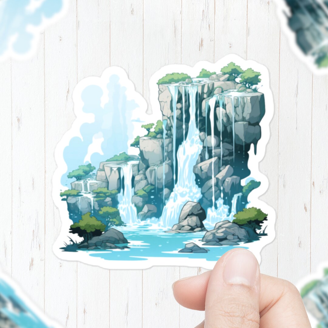 Waterfall Sticker | Water Sticker | River Sticker | Waterfall Art ...