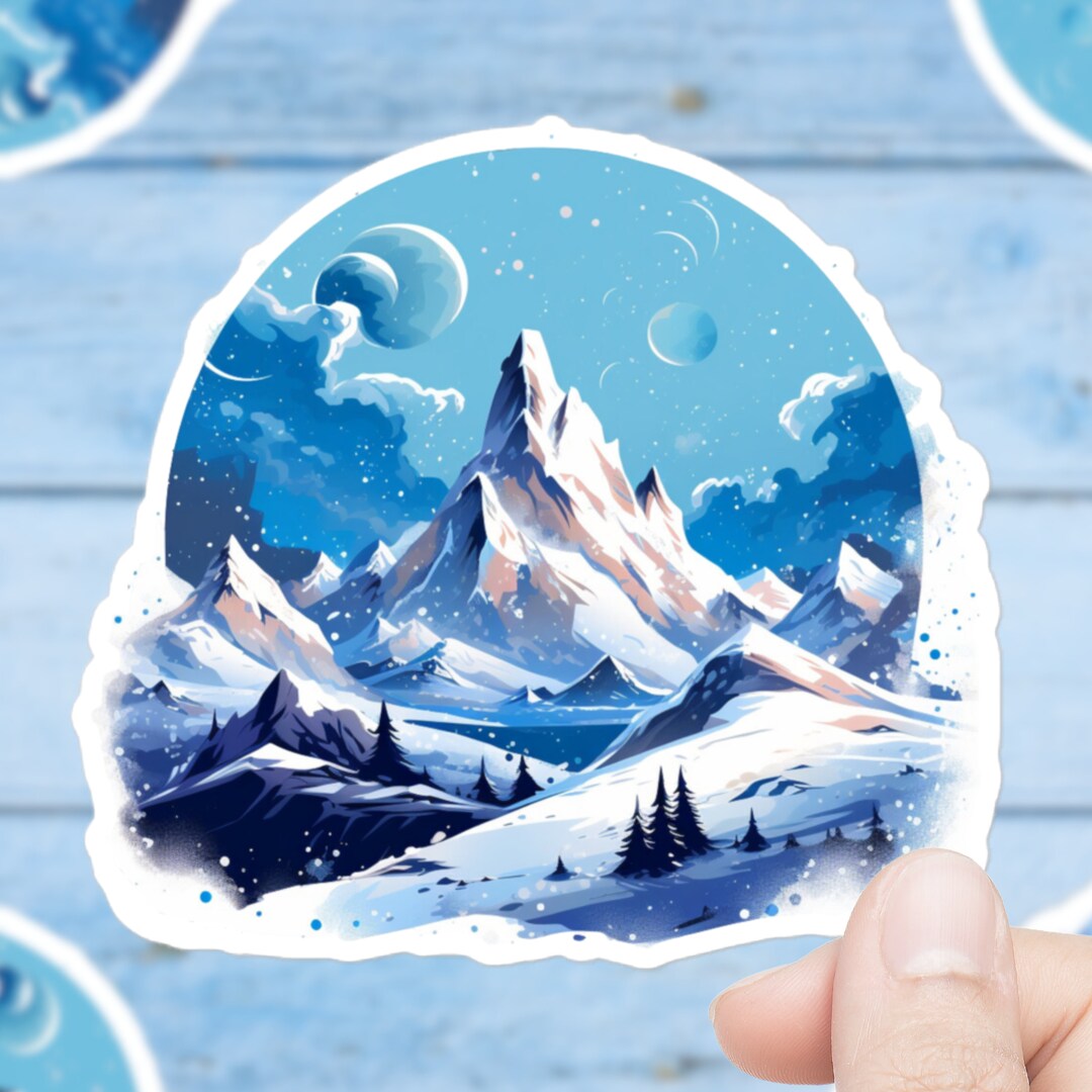 Winter Mountain Sticker | Nature Sticker | Nature Art | Snowy Sticker ...
