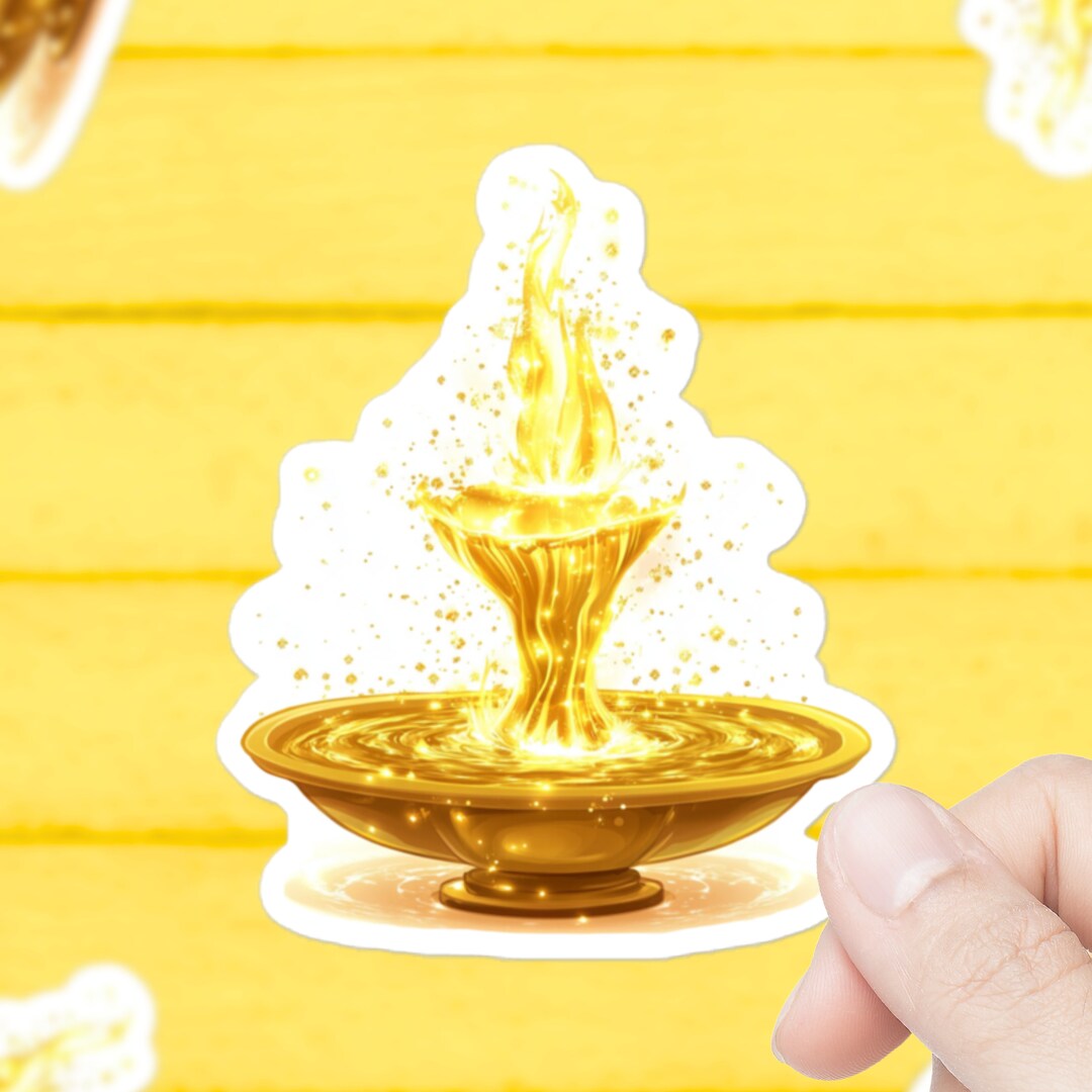 Golden Fountain Sticker | Fantasy Art | Golden Water Sticker | Fountain ...