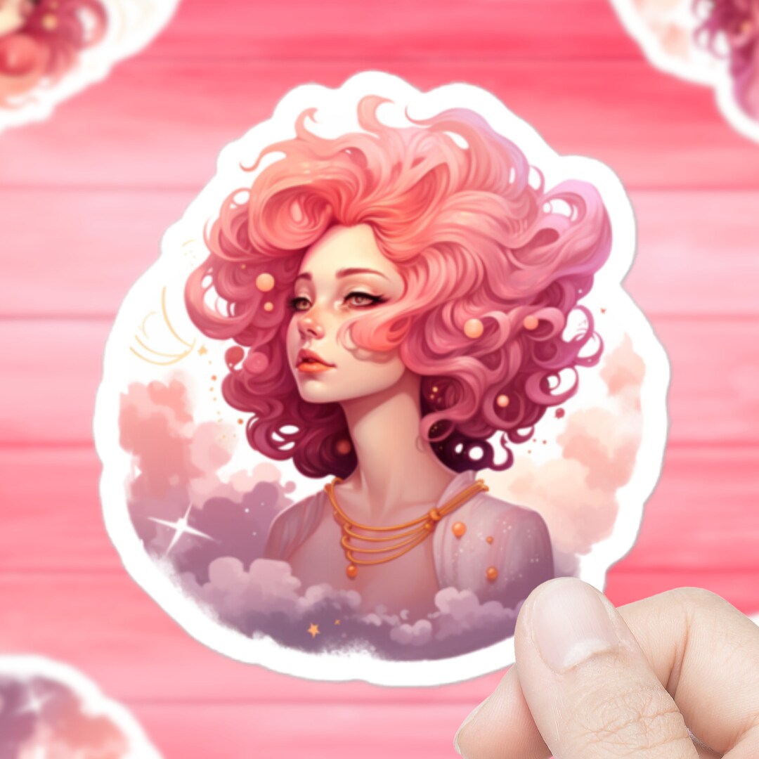 Pink Goddess Sticker | Magical Goddess With Pink Hair | Mystical ...