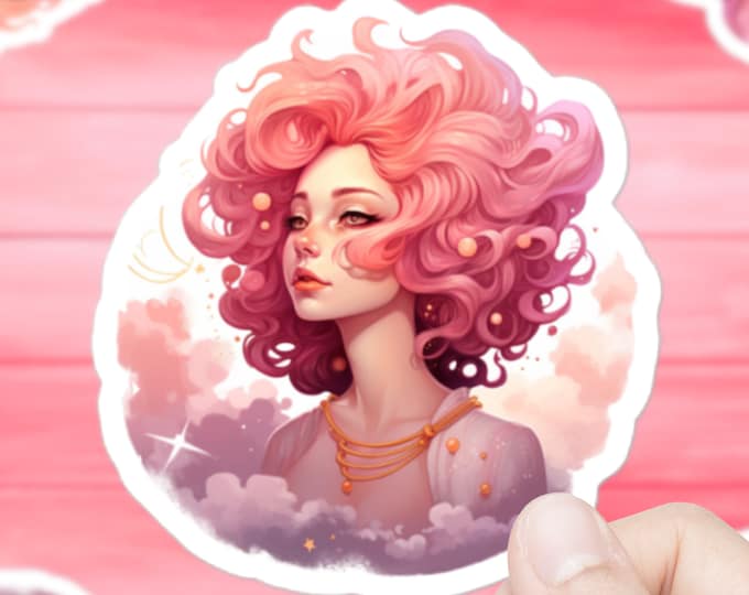 Pink Goddess Sticker | Magical Goddess With Pink Hair | Mystical ...
