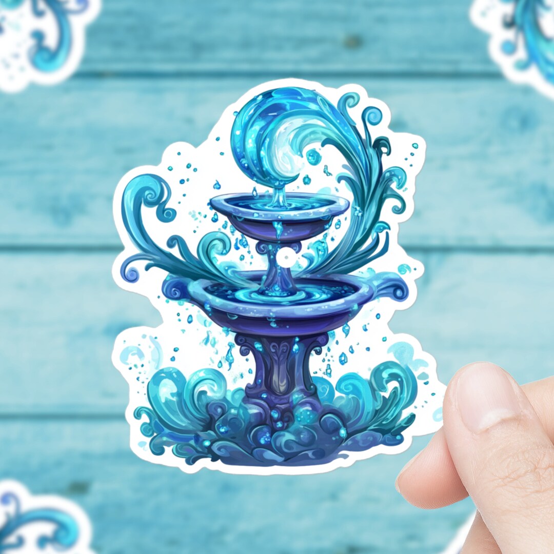 Enchanted Fountain Sticker | Fantasy Art | Water Sticker | Fountain Art ...