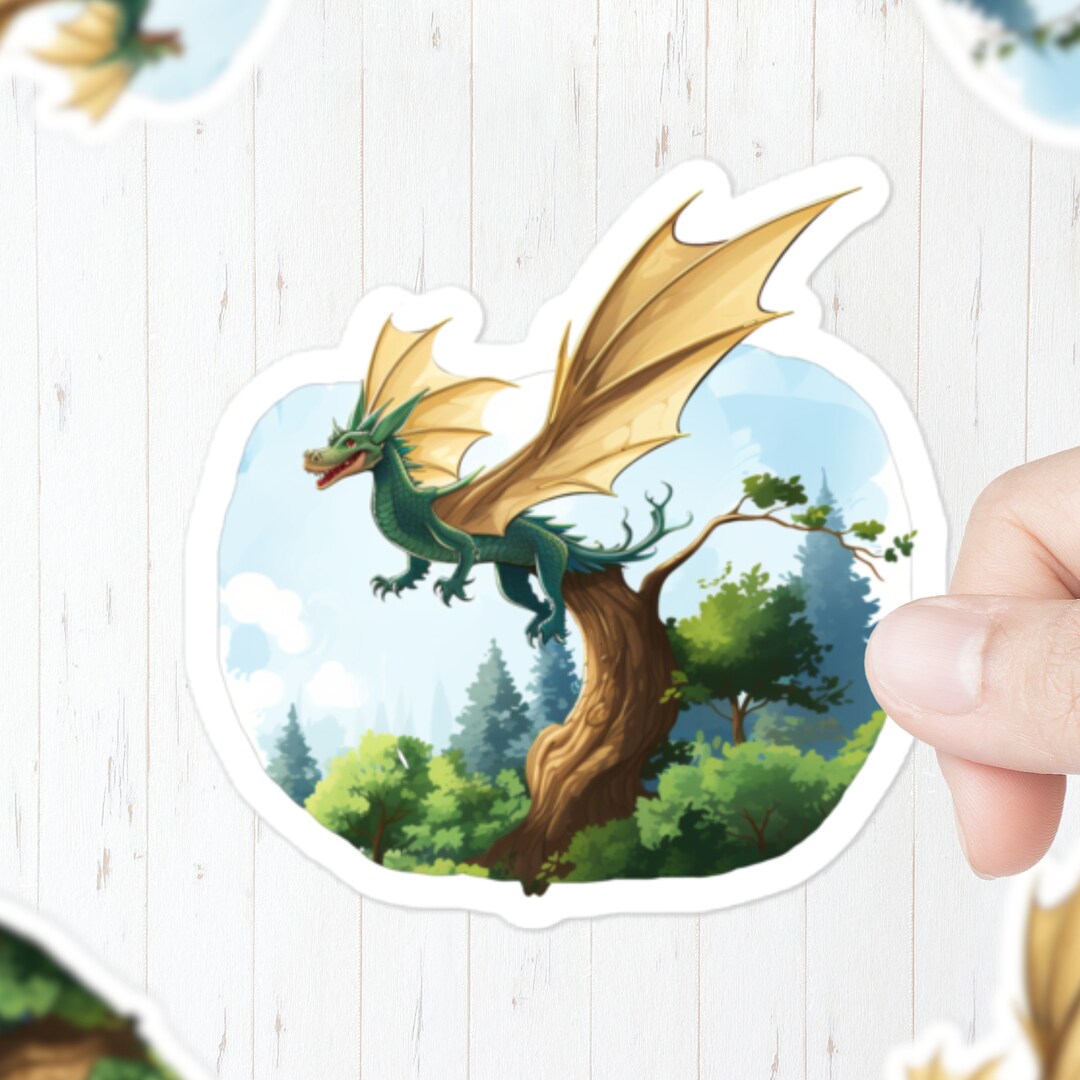Green Dragon Sticker Mythical Creature Dragon Art Fantasy Dragon ...