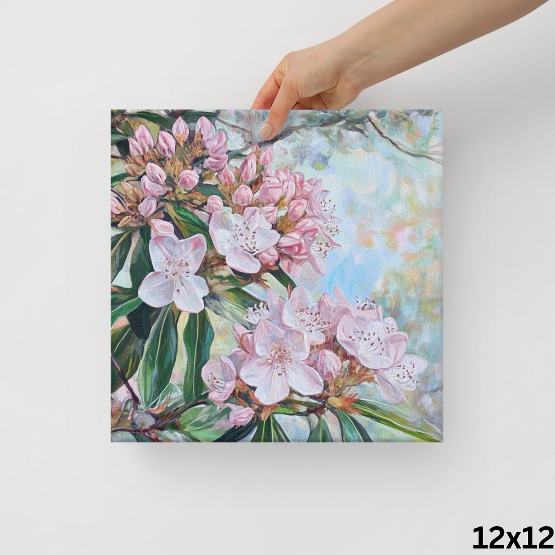 Mountain Laurel Canvas Print | Large Painting Print | Flower Wall Art ...