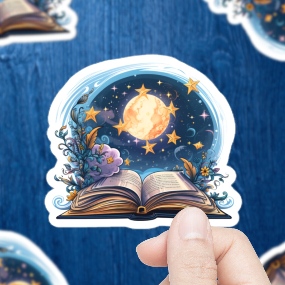 Celestial Book Sticker | Magical Book | Reading Sticker | Book Sticker ...