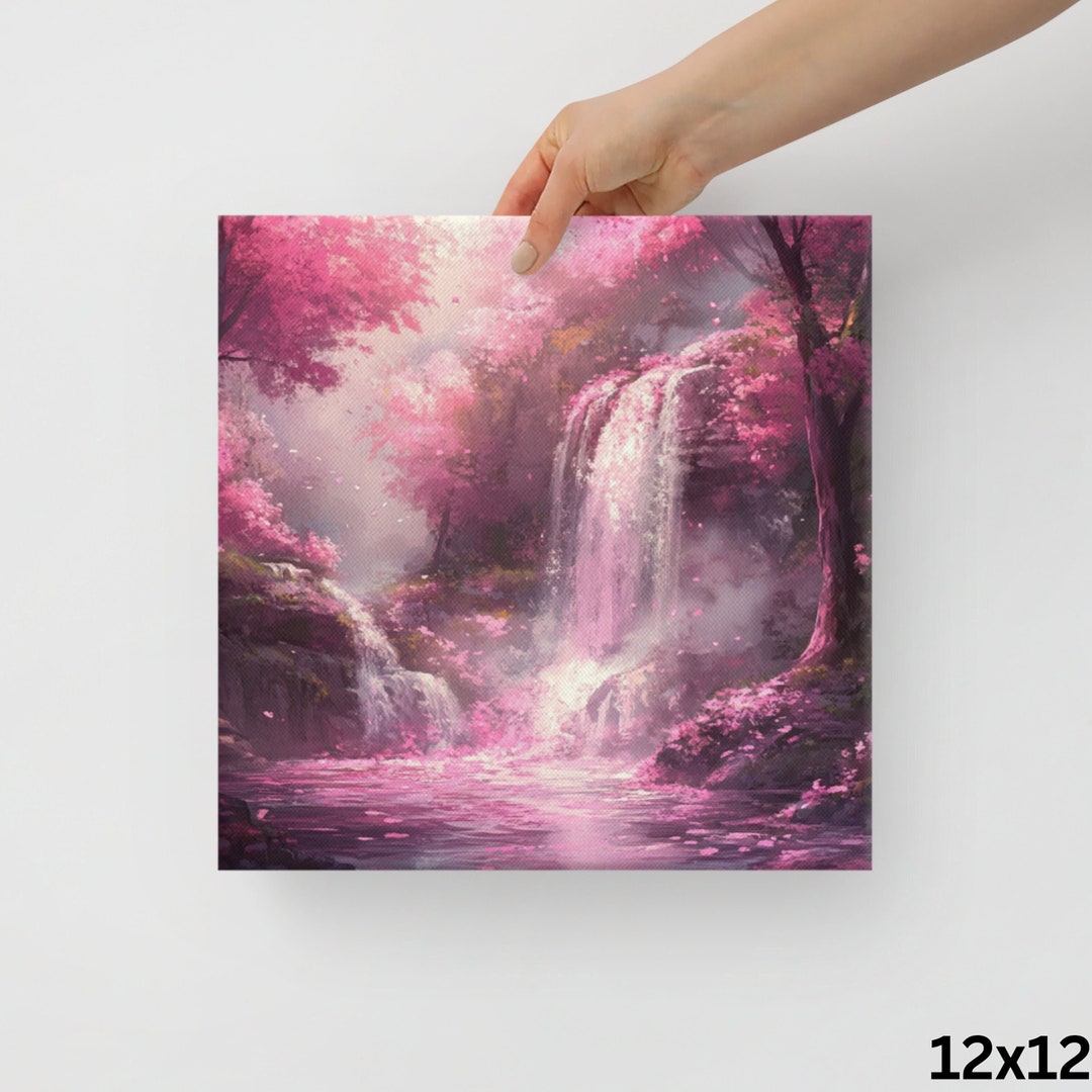 Pink Waterfall Canvas Print | Large Wall Art | Living Room Art | Nature ...