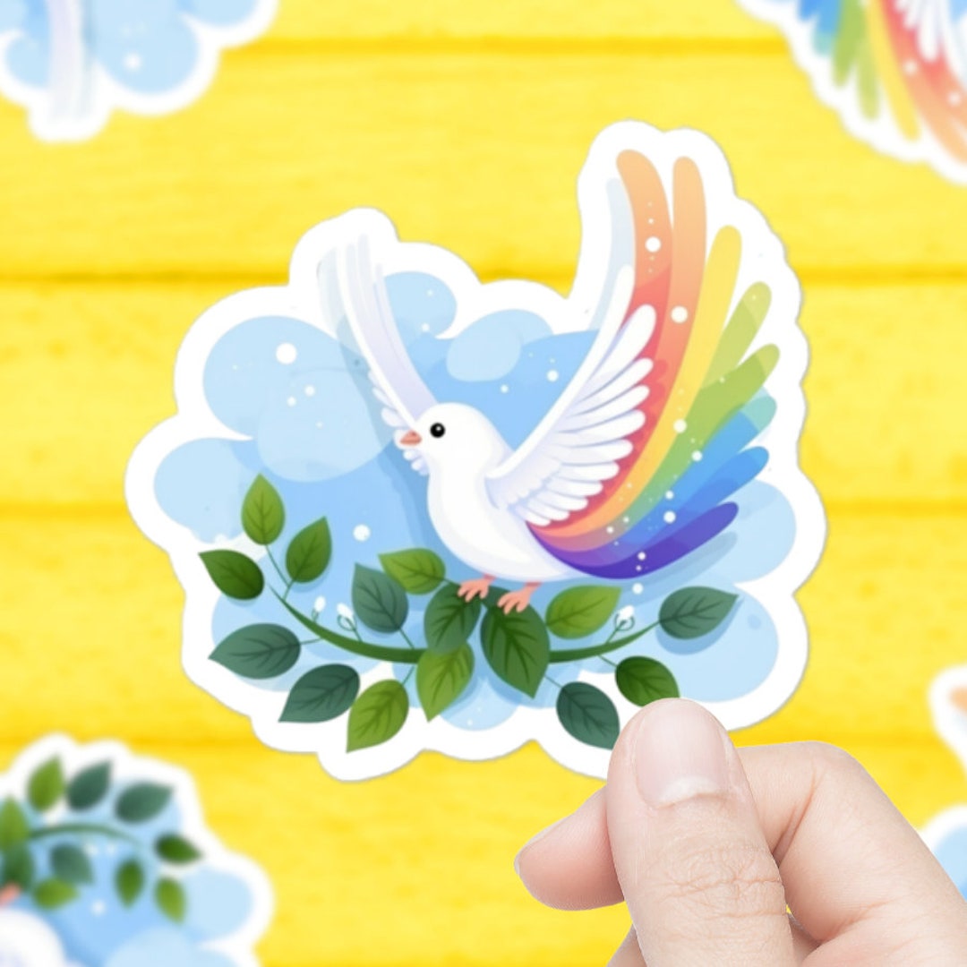 Dove Sticker | Olive Branch Dove Rainbow | Faith Sticker | Hope ...
